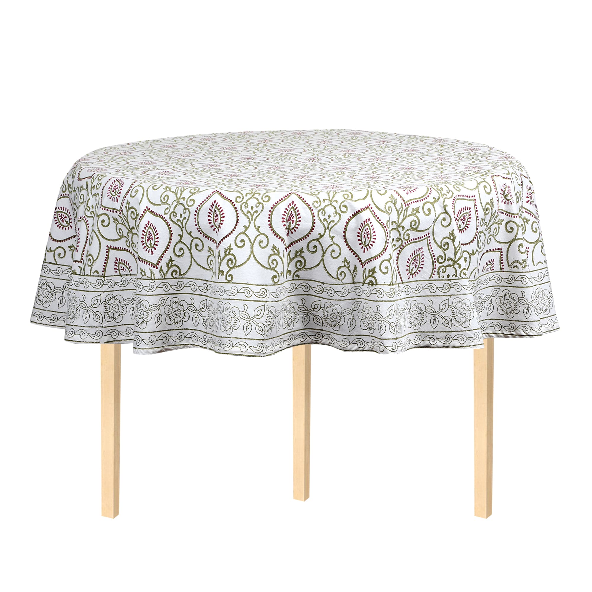 Jharoka 100% Cotton Round Table Cover - 60/72 Inches – Stole & Yarrn